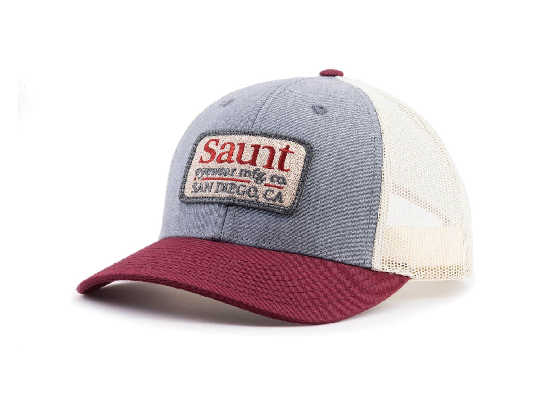 Low Pro Trucker Hat - Heather Grey/Birch/Cardinal - 6 Panel – Saunt Eyewear